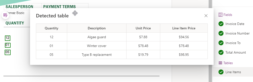 Extract Tabular Data From Pdf Using Ai Builder Form Processing Power Apps Extract Field
