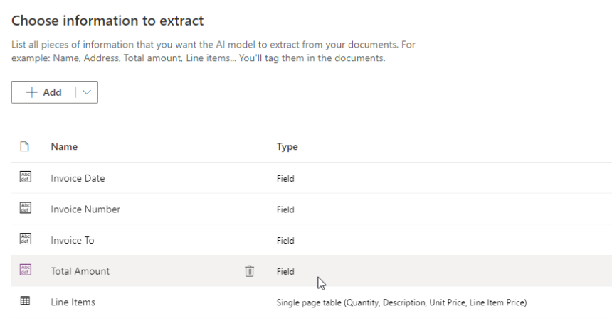 Extract Tabular Data From Pdf Using Ai Builder Form Processing Power Apps Extract Field