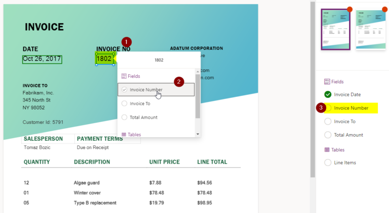 Extract Tabular Data From Pdf Using Ai Builder Form Processing Power Apps Extract Field